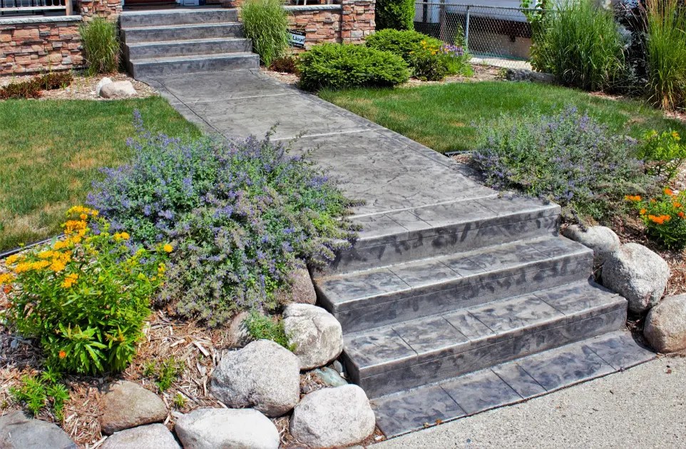 Stamped Concrete Walkways & Stairs | Custom Construction Services ...